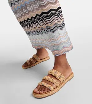 AQUAZZURA Costiera Embellished Raffia Sandals