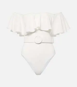 ALEXANDRA MIRO Chantal Ruffled Swimsuit - Neutrals