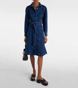 7 For All Mankind Denim Midi Shirt Dress