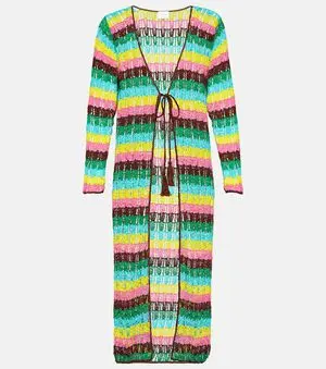 Anna Kosturova Striped Crochet Cotton Beach Cover-up - Multicoloured