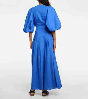Gabriela Hearst Elea Linen Maxi Dress - Blue