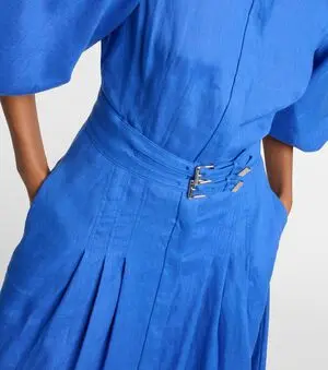 Gabriela Hearst Elea Linen Maxi Dress - Blue