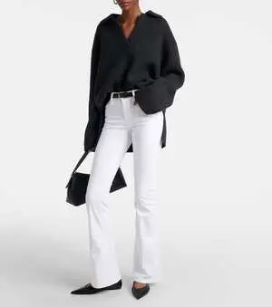 FRAME Le High Flare High-rise Flared Jeans - White