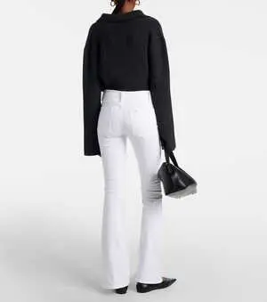 FRAME Le High Flare High-rise Flared Jeans - White