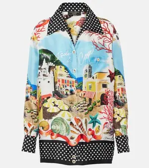 Dolce & Gabbana Capri Printed Silk Satin Shirt - Multicoloured