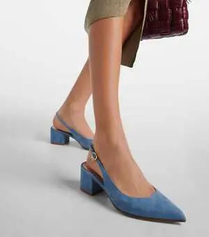 GIANVITO ROSSI Piper 45 Slingback Pumps - Blue