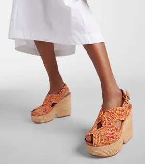 Clergerie Dolce Raffia Platform Sandals