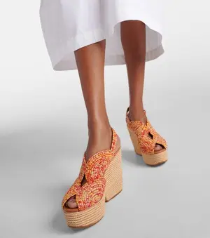 Clergerie Dolce Raffia Platform Sandals