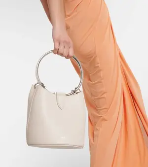 Alaïa Ring Medium Leather Bucket Bag - White