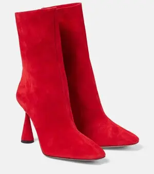 AQUAZZURA Amore 95 Suede Ankle Boots - Red