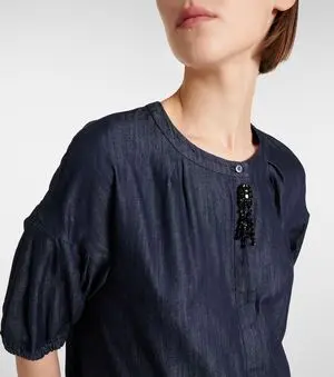 Max Mara Embroidered Denim Mini Dress