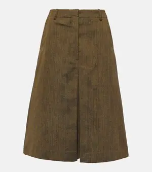 Dries Van Noten Cotton And Silk-blend Midi Skirt - Yellow