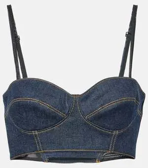 Alaïa Denim Bra Top - Blue