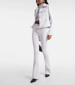 COURREGES Courrèges Reedition Ribbed-knit Flared Pants - White