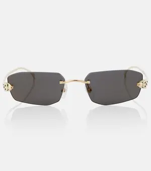 CARTIER Panthère De Rectangular Sunglasses - Gold