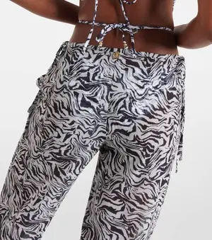 BANANHOT Zebra-print Wide-leg Pants