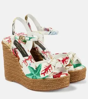 Dolce & Gabbana Capri Cava Printed Espadrille Wedges - Multicoloured