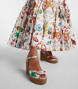Dolce & Gabbana Capri Cava Printed Espadrille Wedges - Multicoloured
