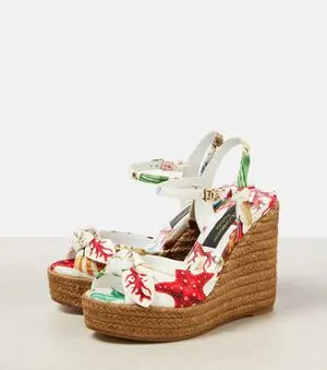 Dolce & Gabbana Capri Cava Printed Espadrille Wedges - Multicoloured