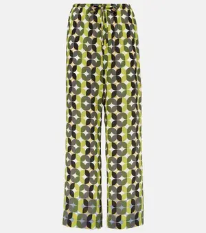 Dries Van Noten Printed High-rise Crêpe Wide-leg Pants - Multicoloured