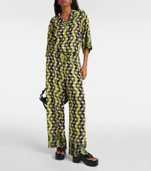 Dries Van Noten Printed Crêpe Wide-leg Pants