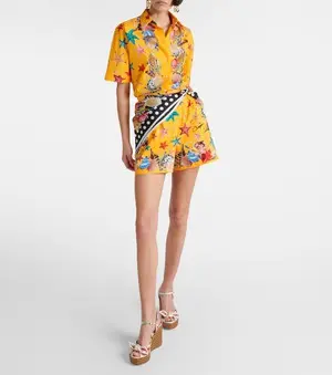 Dolce & Gabbana Capri Printed High-rise Shorts - Yellow