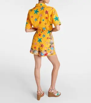 Dolce & Gabbana Capri Printed High-rise Shorts - Yellow