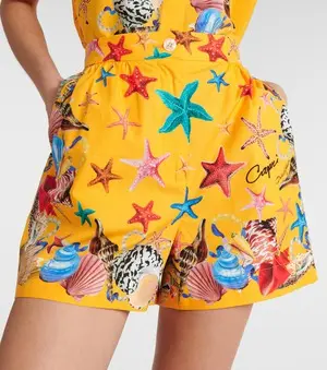 Dolce & Gabbana Capri Printed High-rise Shorts - Yellow