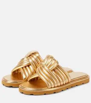 GIANVITO ROSSI Ottavia Metallic Leather Slides