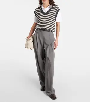 Brunello Cucinelli Wool Wide-leg Trousers - Grey