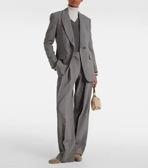 Brunello Cucinelli Wool Wide-leg Trousers - Grey