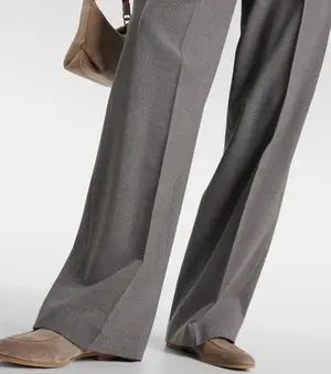 Brunello Cucinelli Wool Wide-leg Trousers - Grey