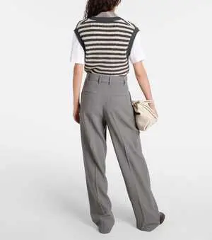 Brunello Cucinelli Wool Wide-leg Trousers - Grey