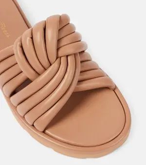 GIANVITO ROSSI Ottavia Leather Slides - Brown