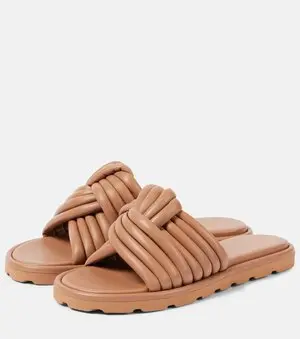 GIANVITO ROSSI Ottavia Leather Slides - Brown