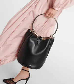 Alaïa Large Leather Bucket Bag With Ring Handle - Black