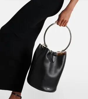 Alaïa Large Leather Bucket Bag With Ring Handle - Black