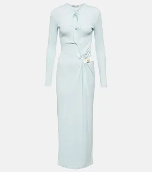 Christopher Esber Gathered Cutout Jersey Midi Dress - Blue