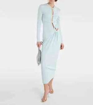 Christopher Esber Gathered Cutout Jersey Midi Dress - Blue