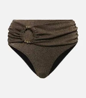 ALEXANDRA MIRO Dorit Ruched Bikini Bottom - Brown