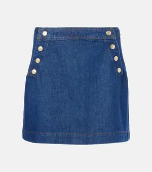 FRAME Sailor Snap Denim Miniskirt - Blue
