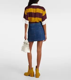 FRAME Sailor Snap Denim Miniskirt