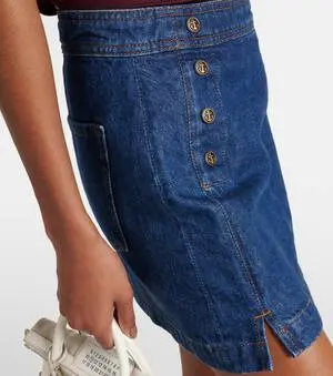 FRAME Sailor Snap Denim Miniskirt