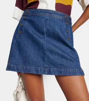 FRAME Sailor Snap Denim Miniskirt