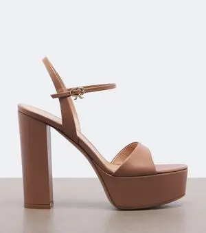 GIANVITO ROSSI Leather Platform Sandals - Beige