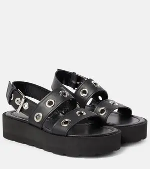 GIANVITO ROSSI Leather Platform Sandals - Black