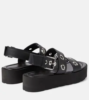 GIANVITO ROSSI Leather Platform Sandals - Black