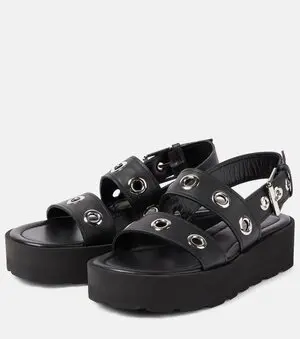 GIANVITO ROSSI Leather Platform Sandals - Black