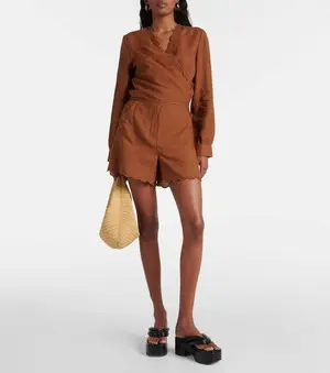 ERES Joli Scalloped Linen Wrap Top