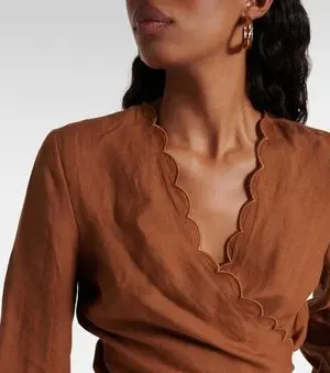 ERES Joli Scalloped Linen Wrap Top